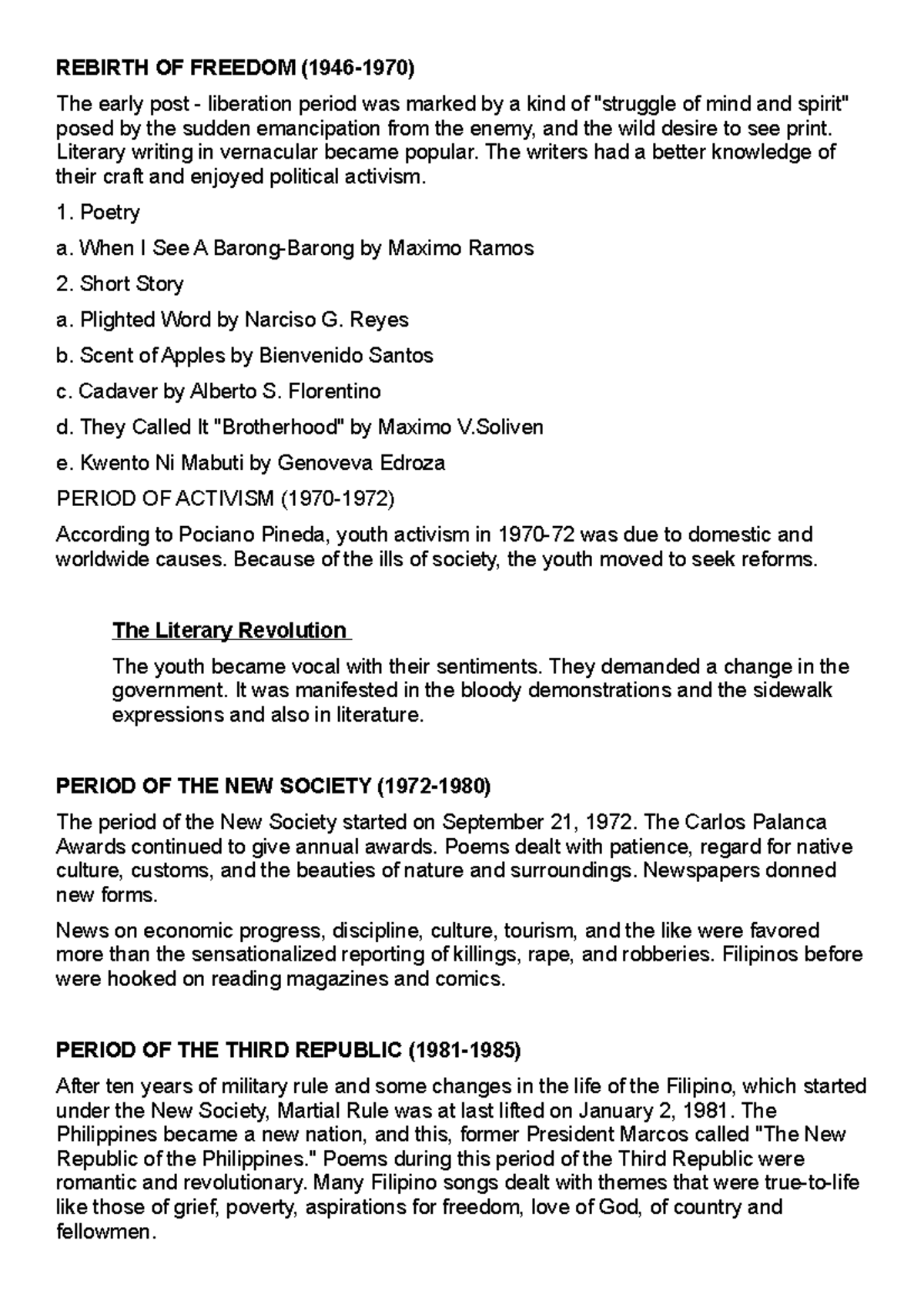 Rebirth of Freedom: Literary Developments (1946-21st Century) - Studocu