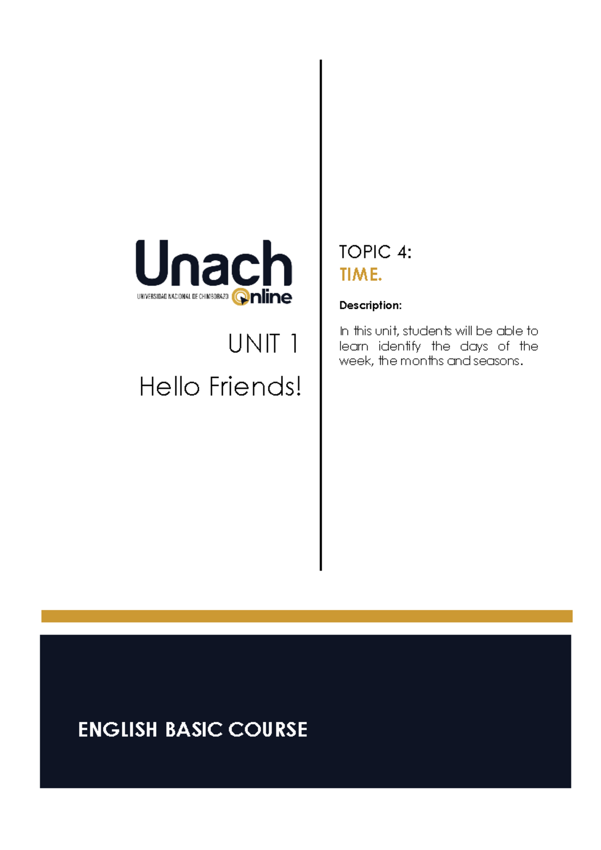 ENGLISH BASIC COURSE: UNIT 1 - TIME & VOCABULARY - Studocu
