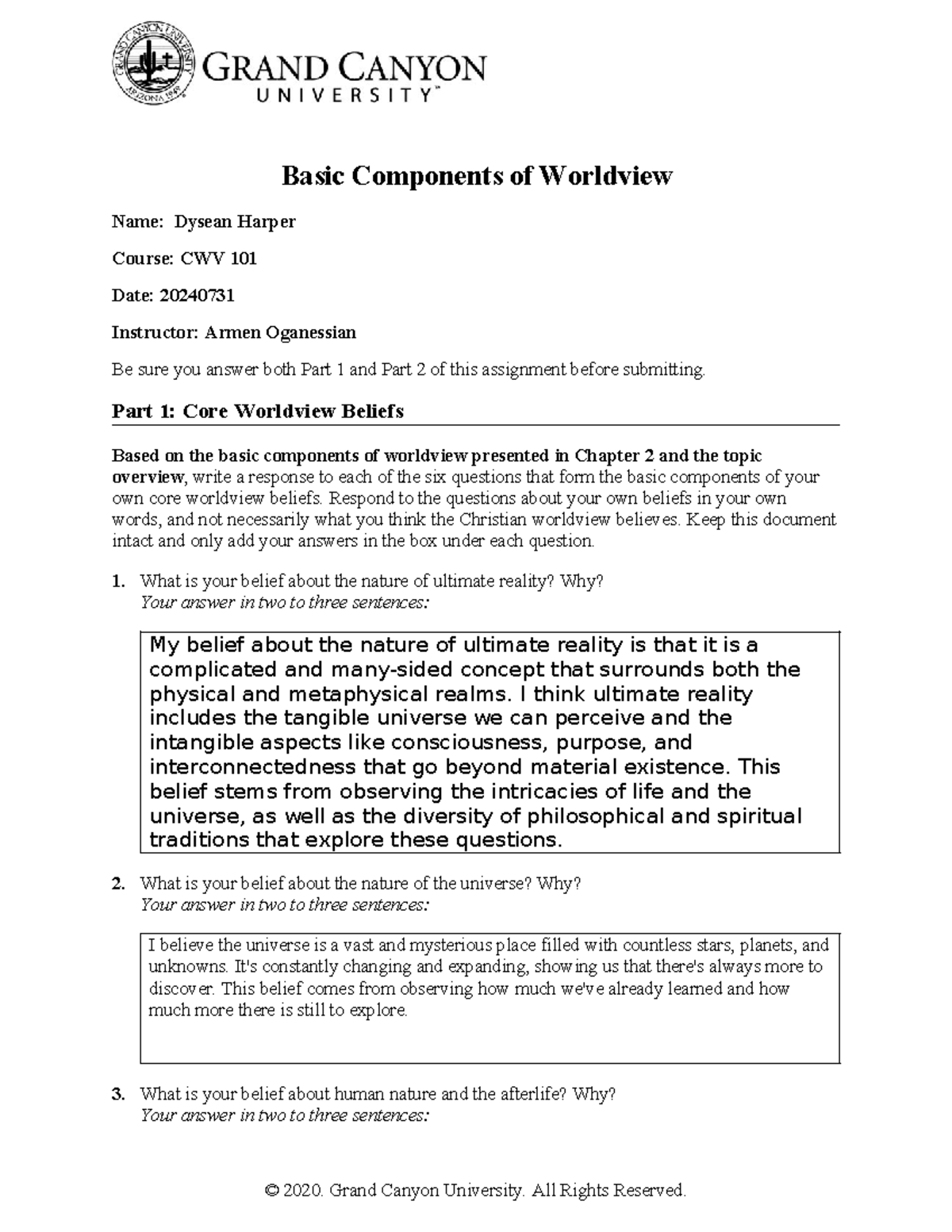 CWV 101 301 RS T1 Understanding Core Components of Personal Worldview ...