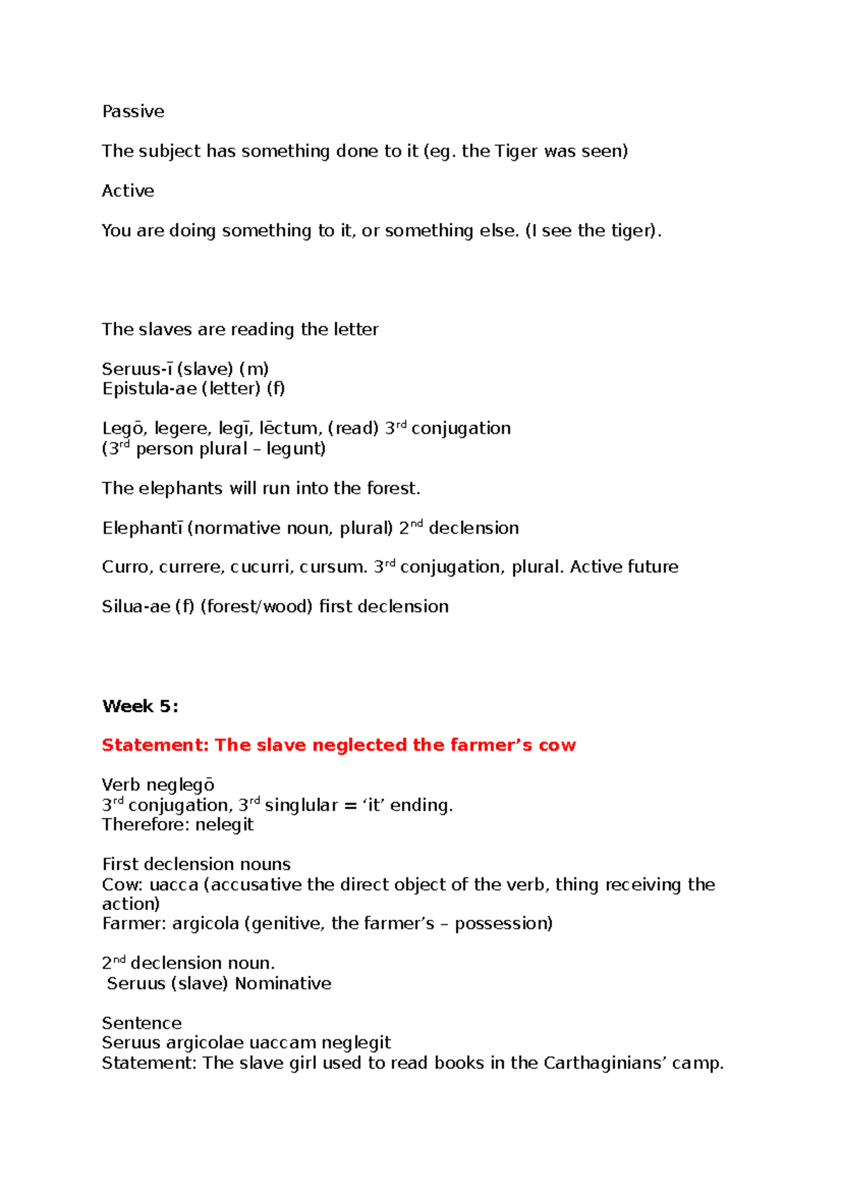 Latin B Tutorial Notes: Active & Passive Voice Concepts - Studocu
