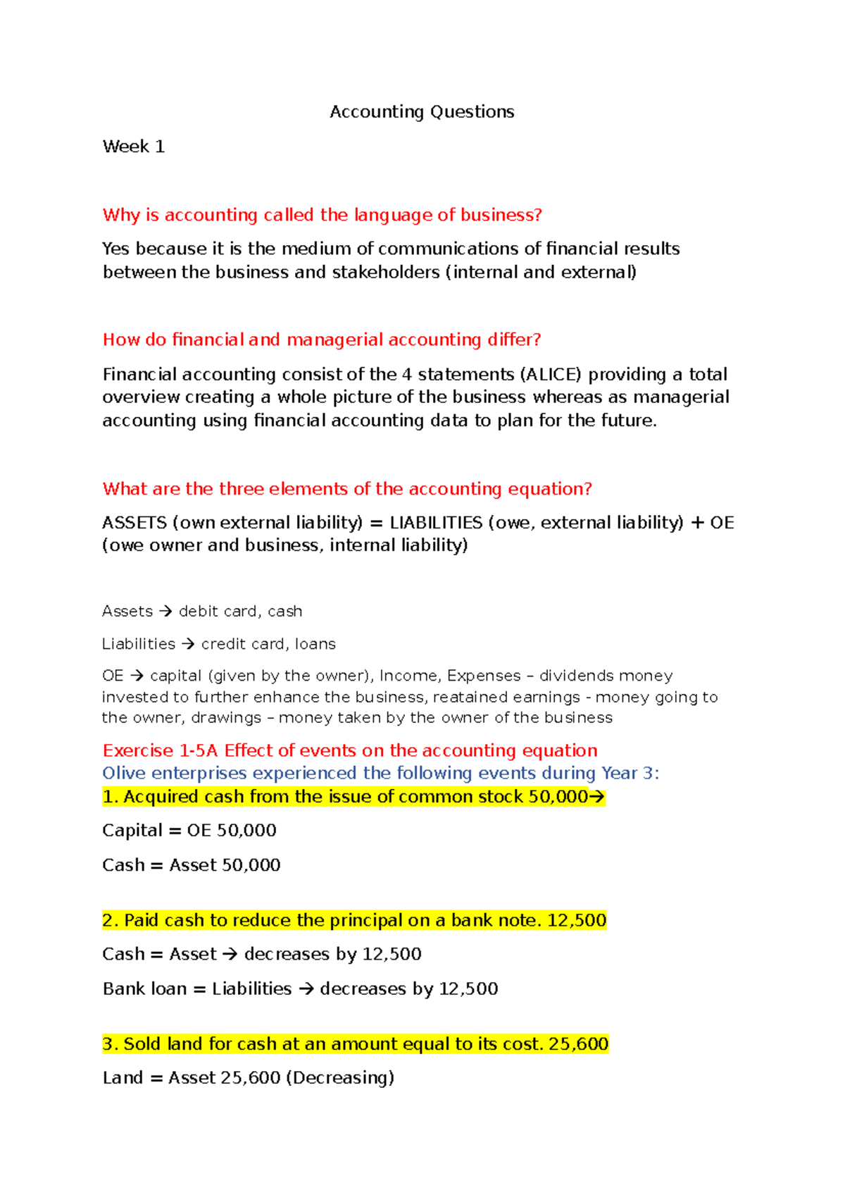 ACC 101: Week 1 Accounting Questions & Concepts Explained - Studocu