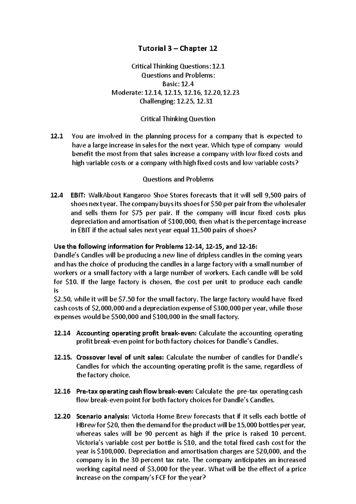 Tutorial 3 (Chapter 12) - Tutorial 3 – Chapter 12 Critical Thinking ...