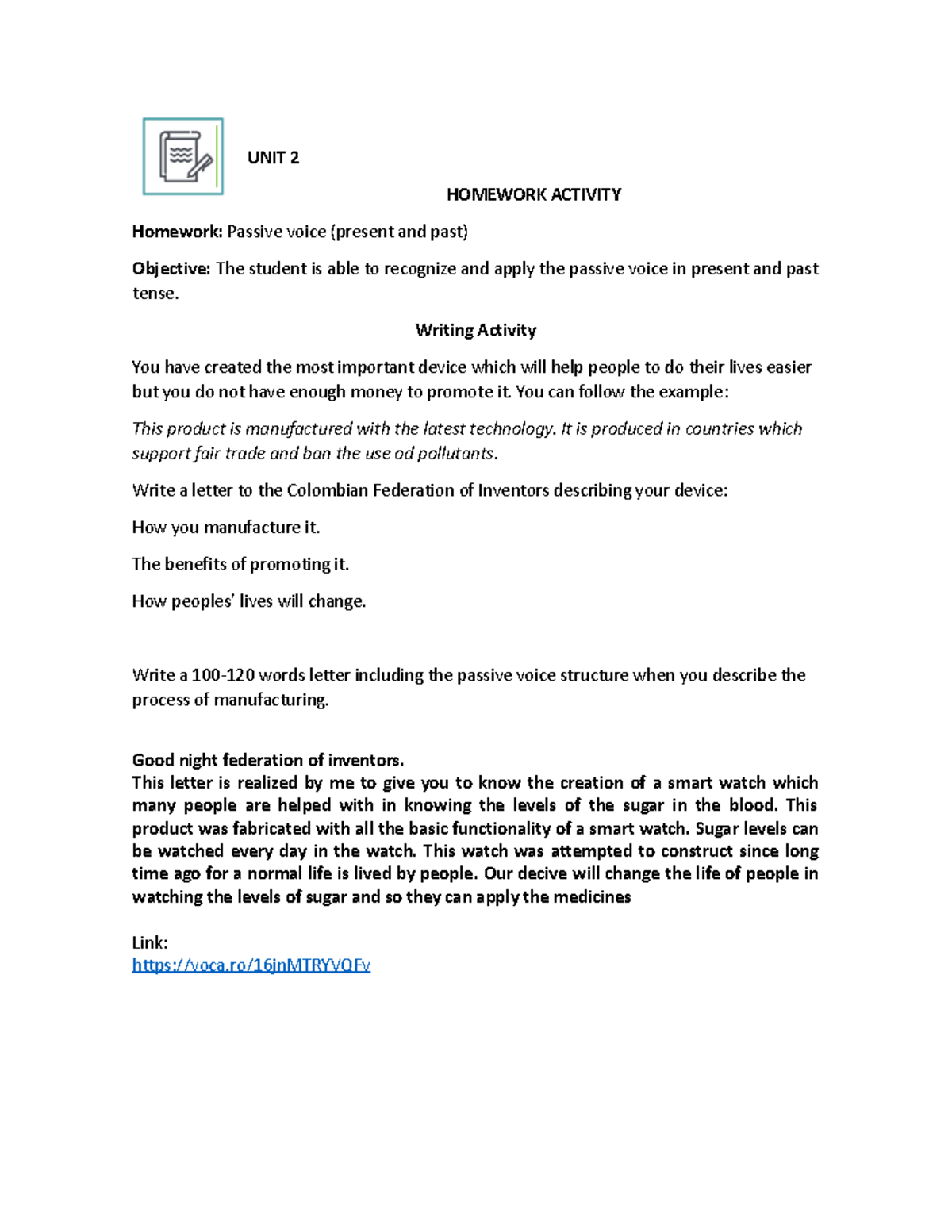 UNIT 2 - unit 2 - UNIT 2 HOMEWORK ACTIVITY Homework: Passive voice ...