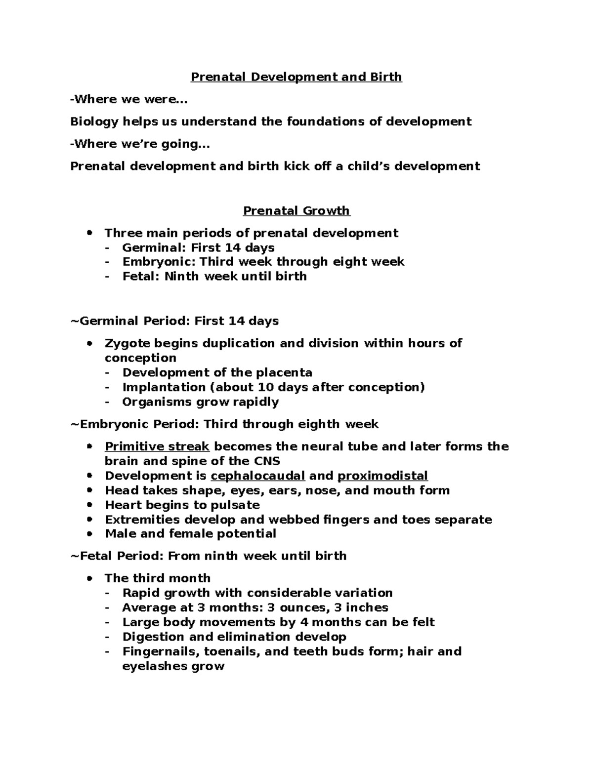 Chapter 4 - Professor Capps - Prenatal Development and Birth -Where we ...
