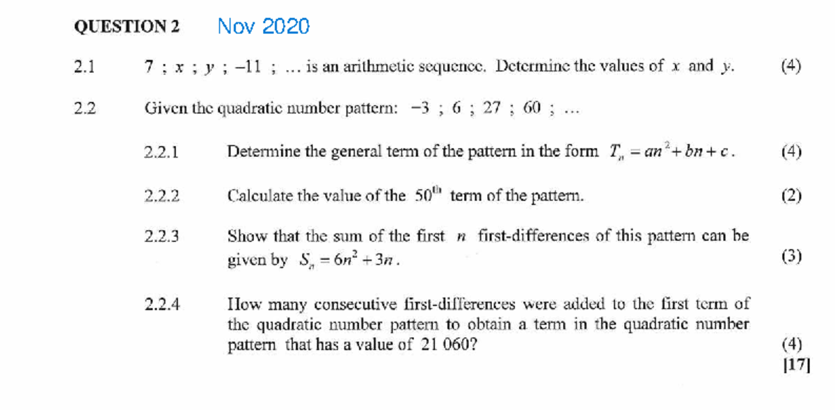 Sequence and Series Exam Questions 2020-2024 - Studocu
