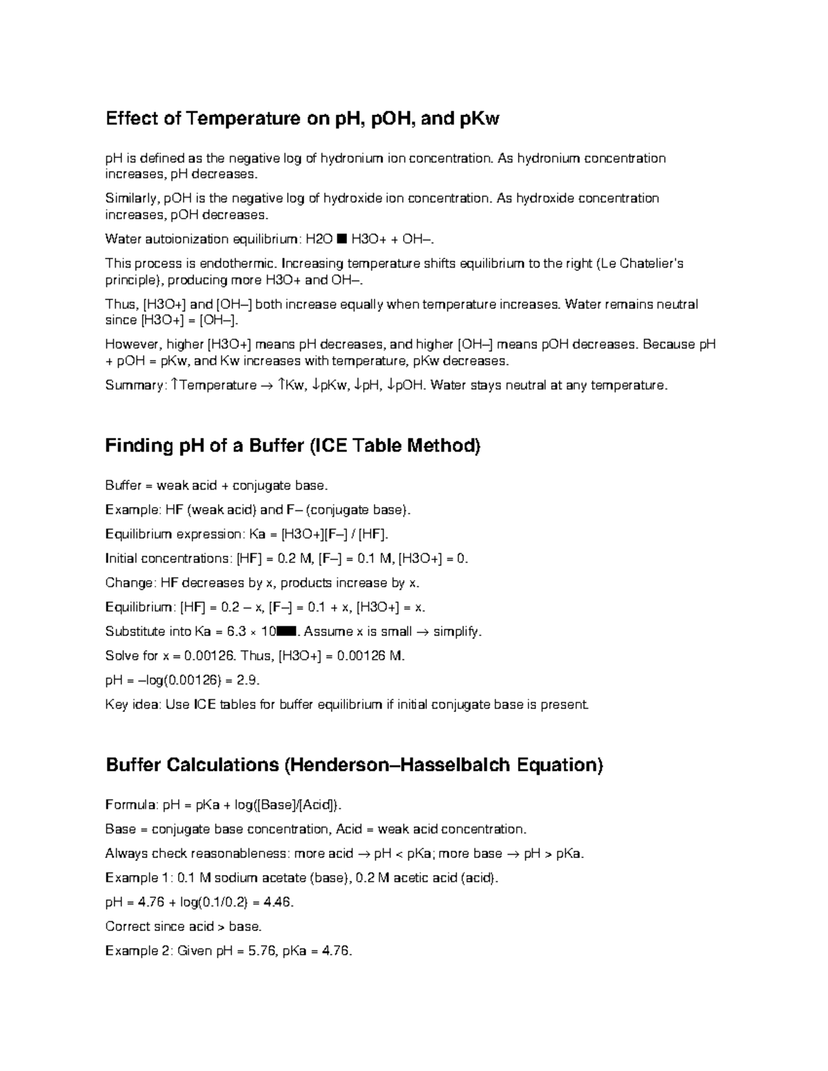 Chemistry Full Reviewer: Effect of Temperature on pH, pOH, and pKw ...
