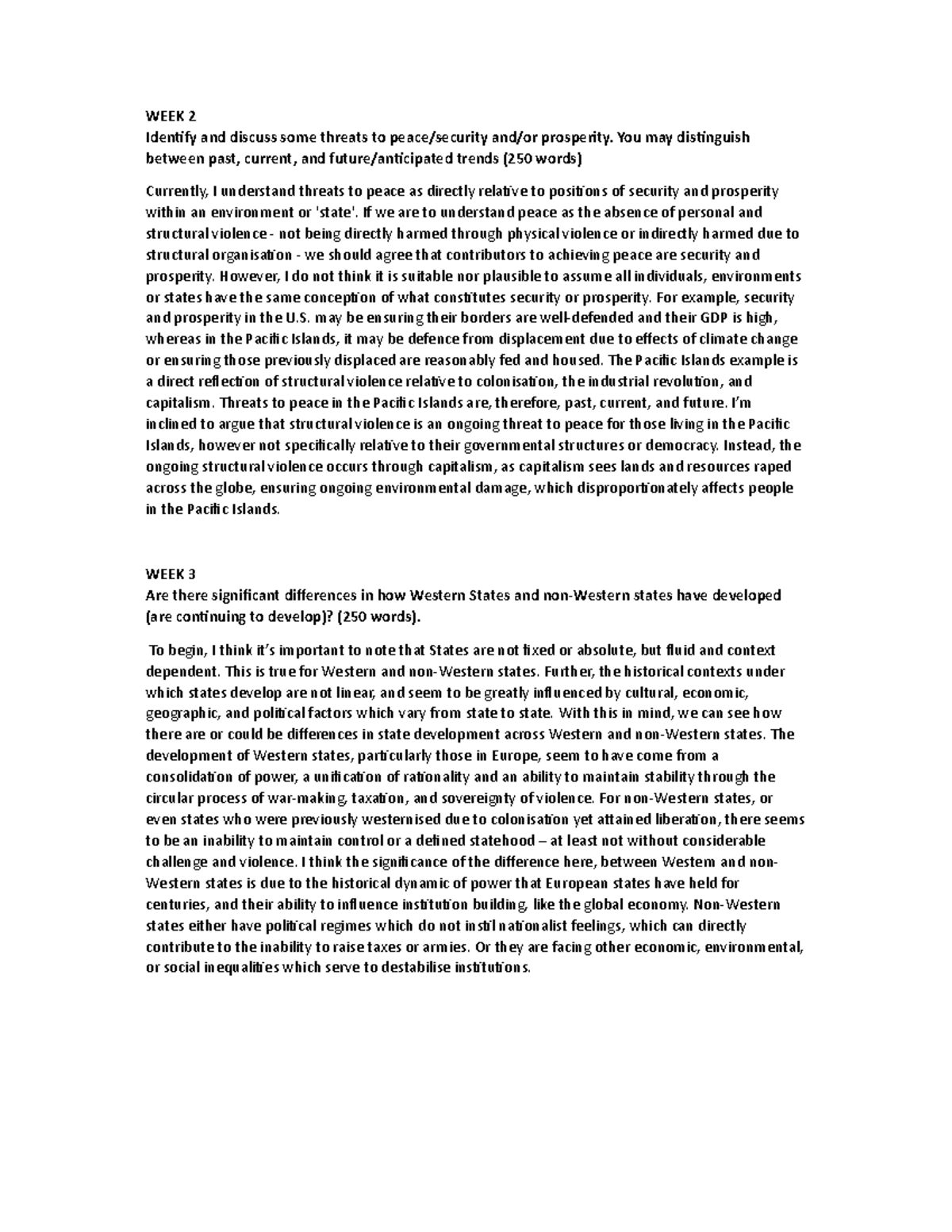 ARTS1846 Online Learning Activities: Threats to Prosperity & State ...