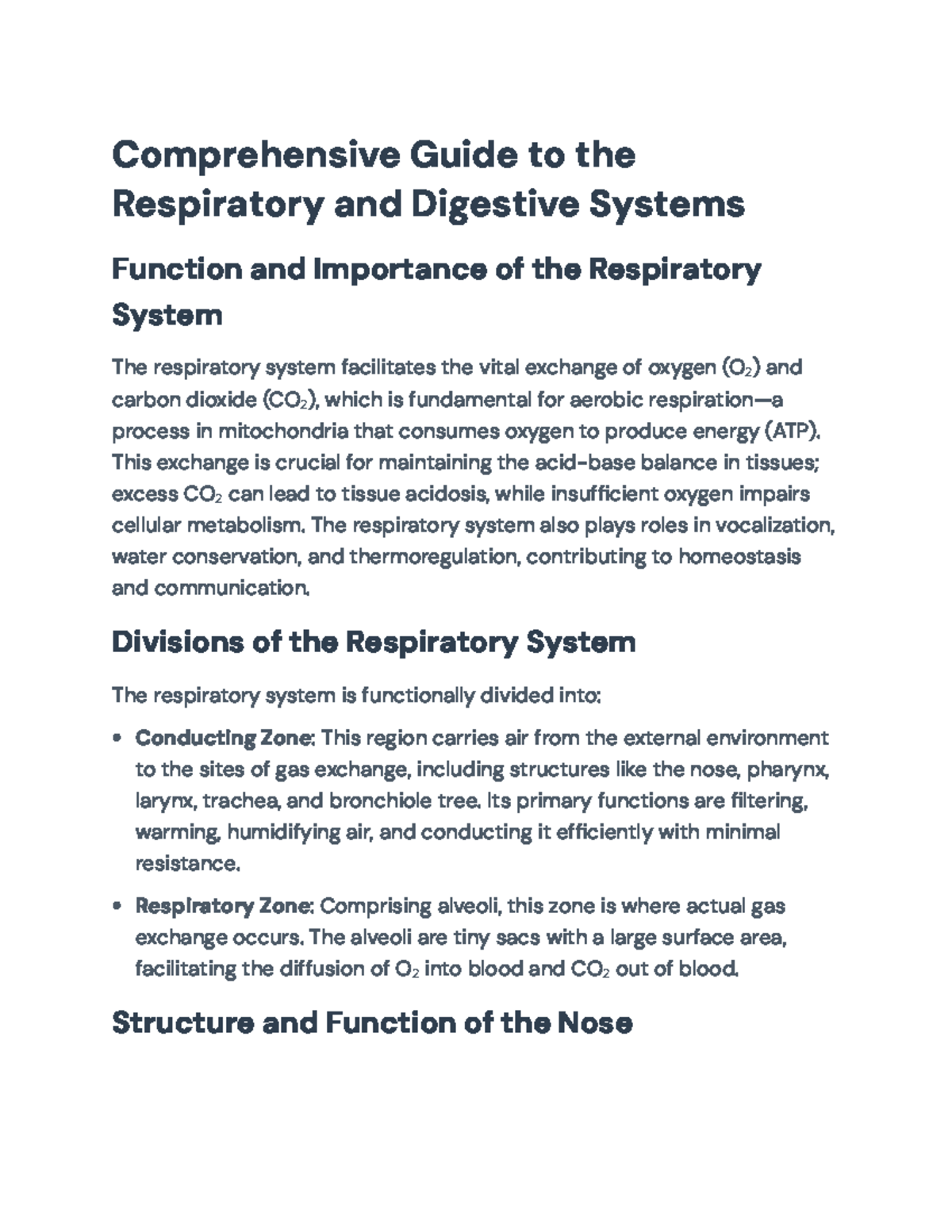 Comprehensive Overview of the Respiratory & Digestive Systems (BIO 101 ...