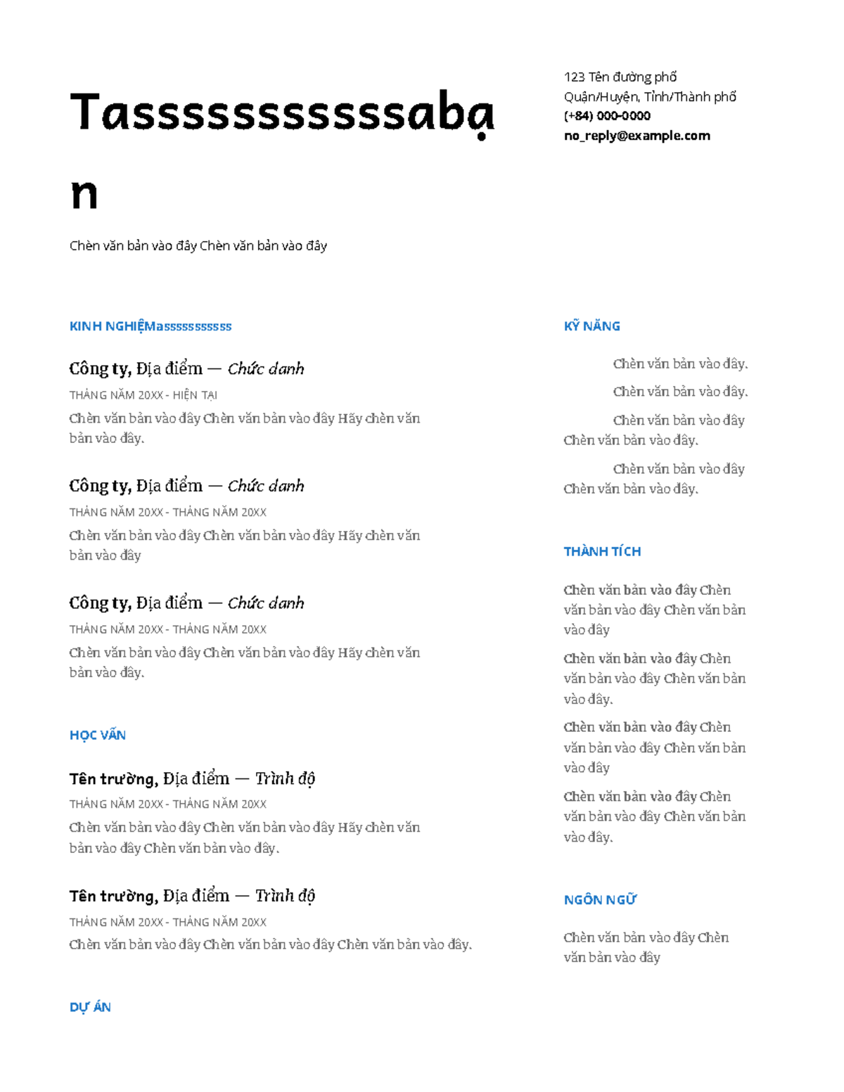 Sơ yếu lý lịch - ádasdasd - Tasssssssssssabạ n Chèn văn bản vào đây ...