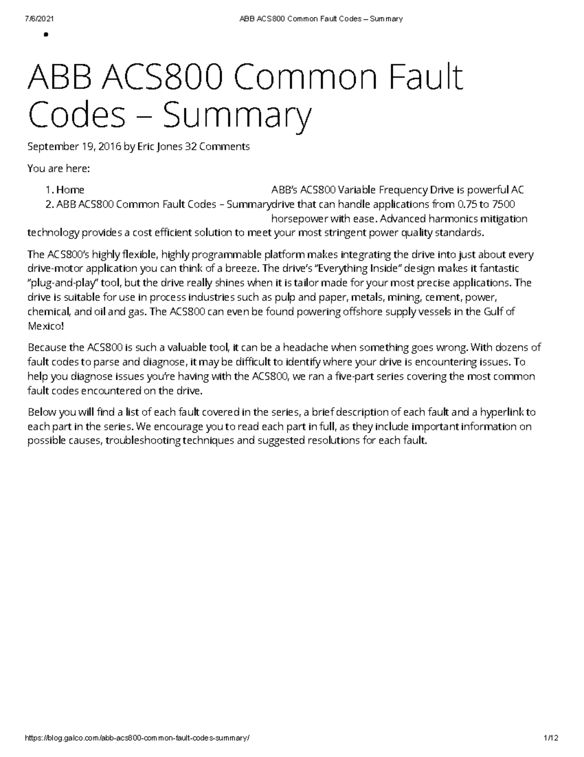ABB ACS800 Common Fault Codes: A Comprehensive Overview - Studocu