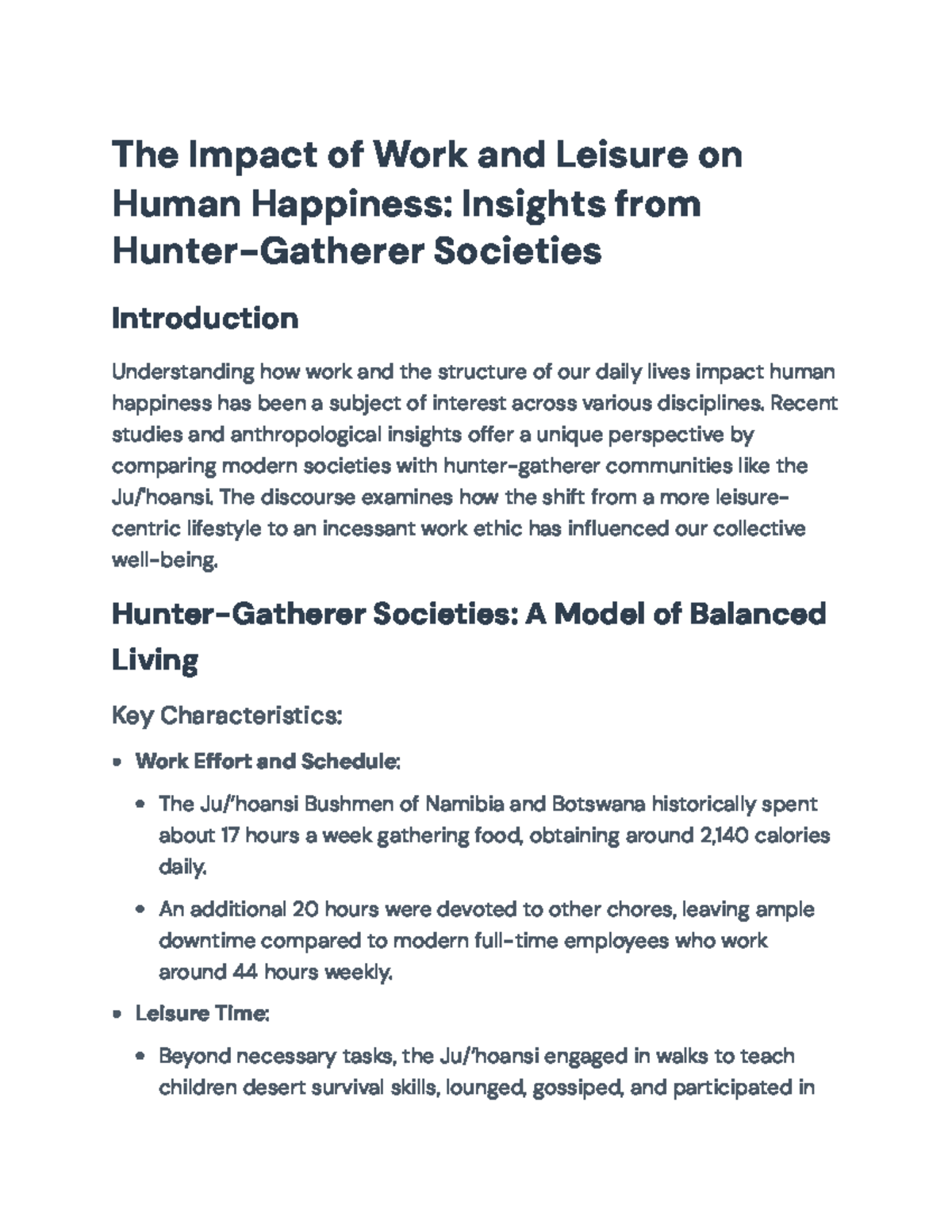 The Impact of Work and Leisure on Happiness: Insights from H/G ...