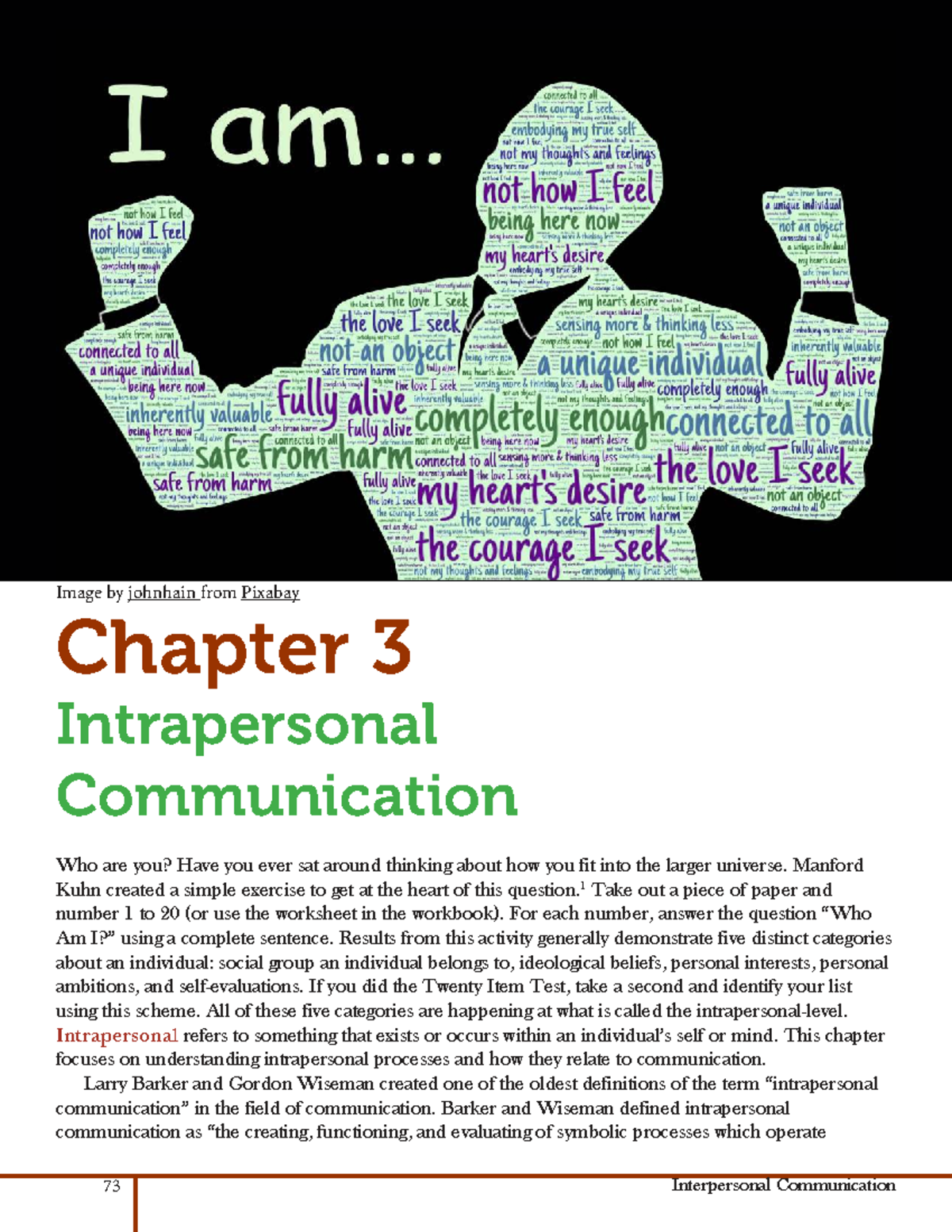 Interpersonal Communication (Course Code): Chapter 3 - Intrapersonal - Studocu