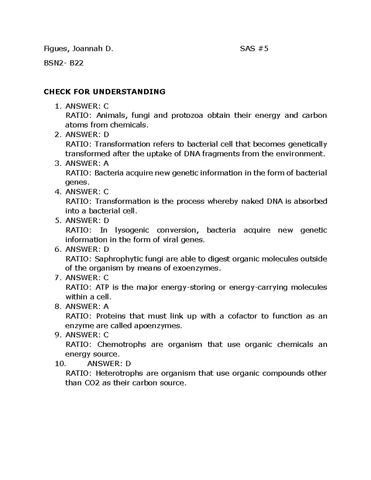 SAS #5 - CFU answer - Figues, Joannah D. SAS # BSN2- B CHECK FOR ...