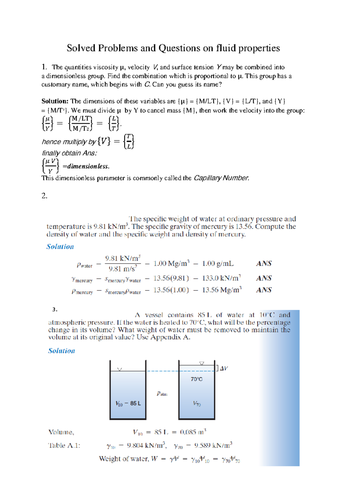 Fluid Properties: Solved Problems and Questions (PUB 10 14196 6015) - Studocu