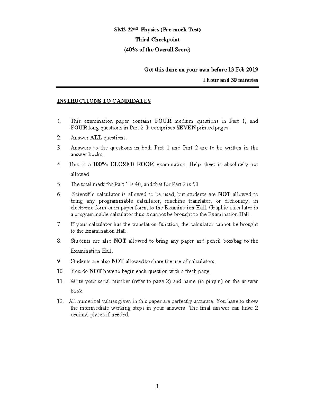 O Level Physics Practical - O LEVEL PHYSICS PRACTICAL (PURE/COMBINED) Pure: access to apparatus ...