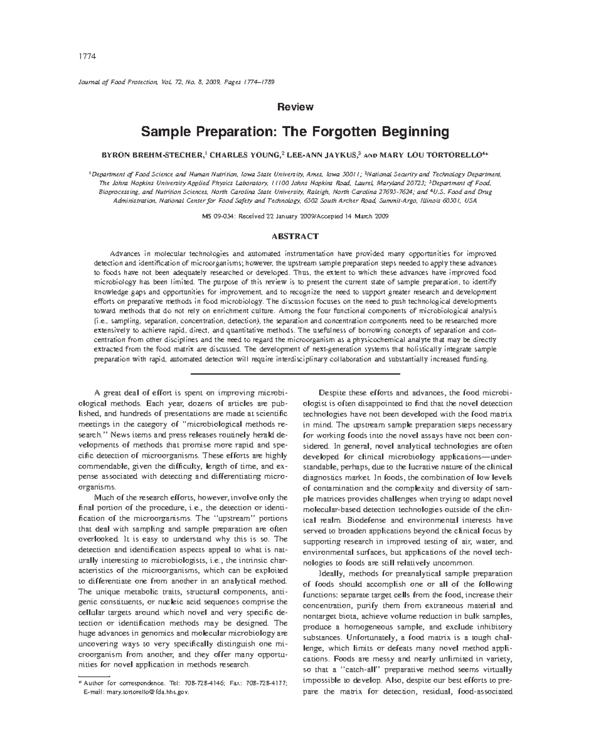 Homeworks - ákkwoaka - 1774 Journal of Food Protection, Vol. 72, No. 8 ...