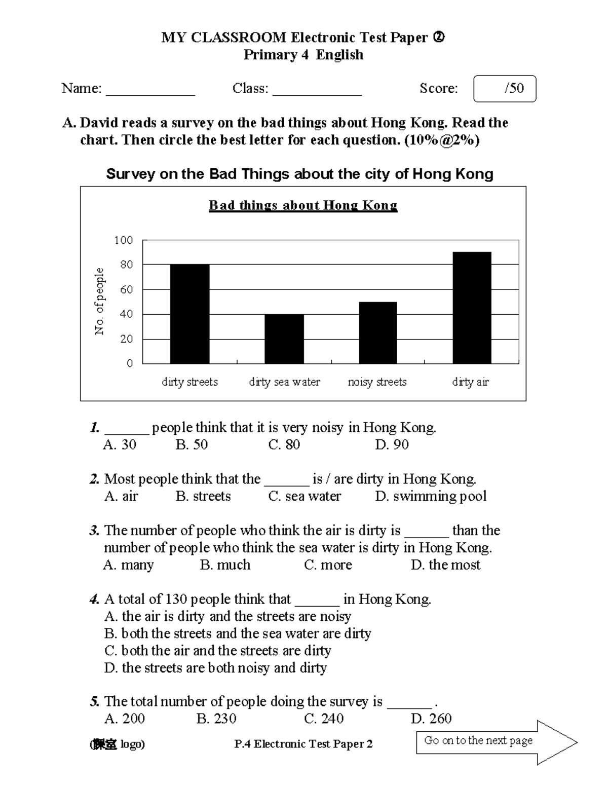 Eng 2 P4 - primary 4 - ((課室 logo) P Electronic Test Paper 2 MY ...