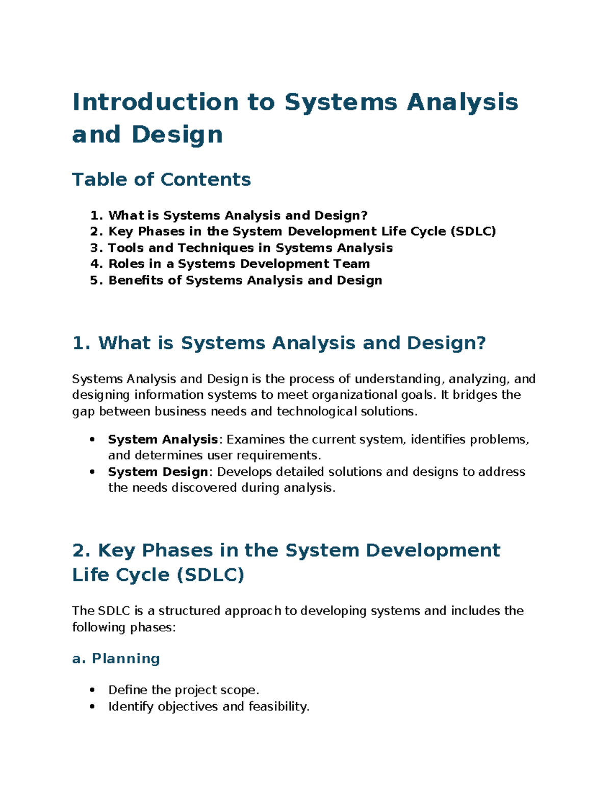 Systems Analysis Design - Introduction to Systems Analysis and Design ...