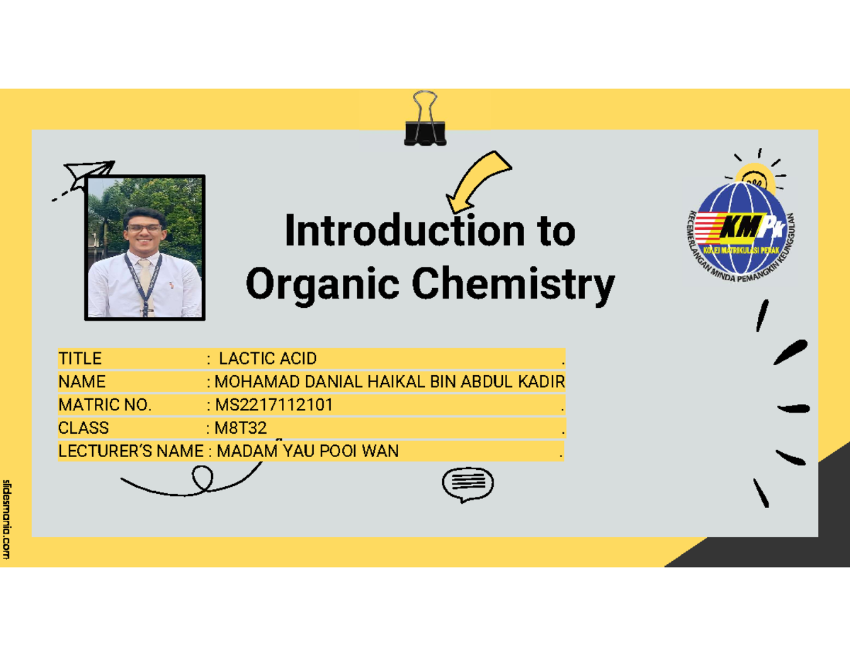 SK025 Chemistry Assignment: Exploring Lactic Acid in Organic Chemistry ...