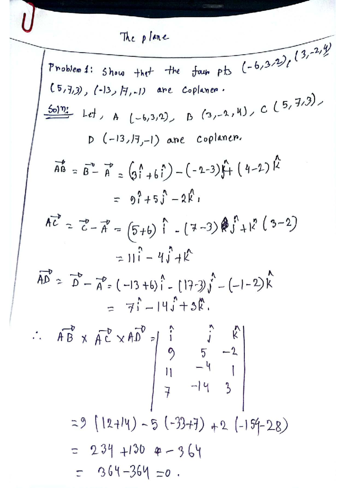 Math 104 - Coplanarity and Plane Angle Problems Solutions - Studocu