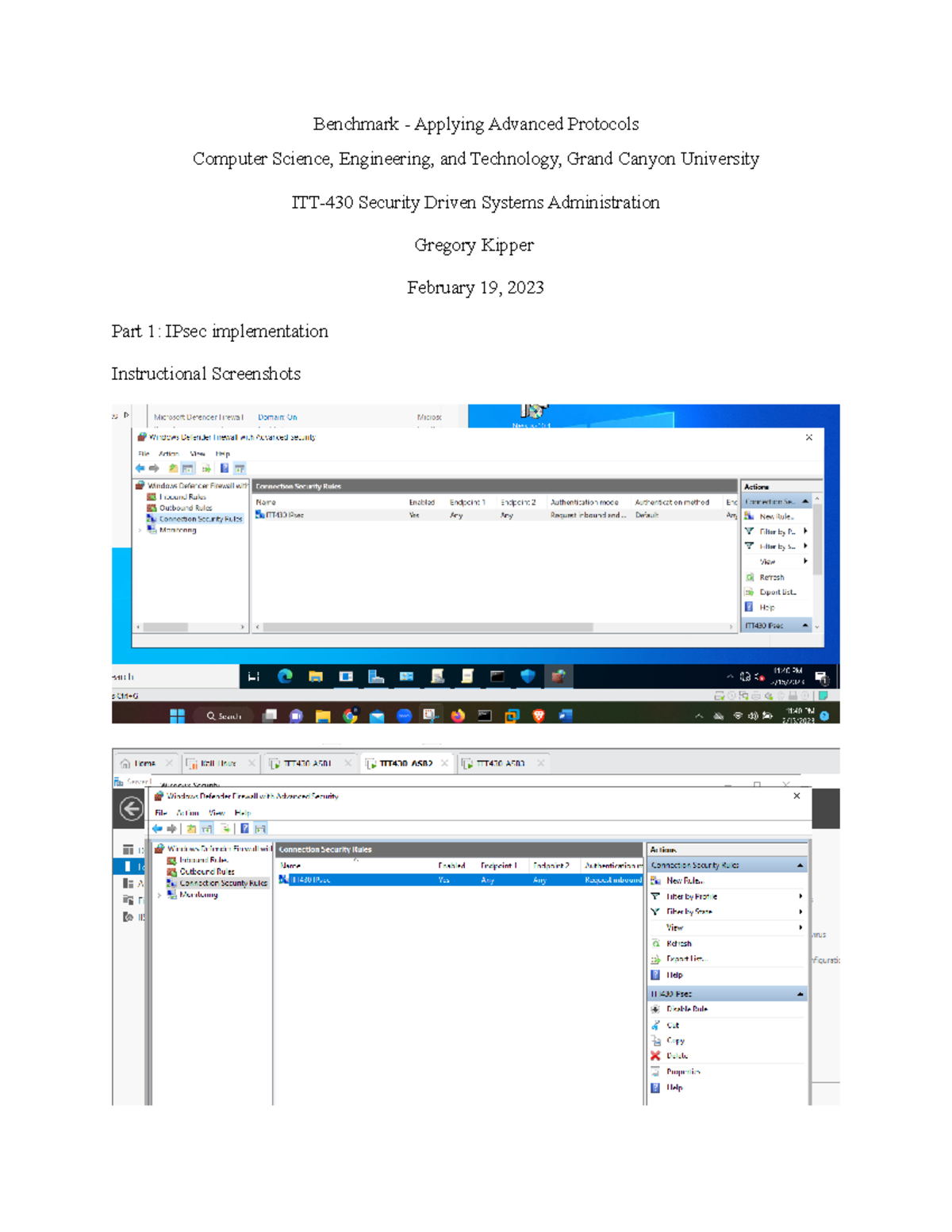 ITT430 Benchmark - Applying Advanced Protocols - Benchmark - Applying Advanced Protocols ...