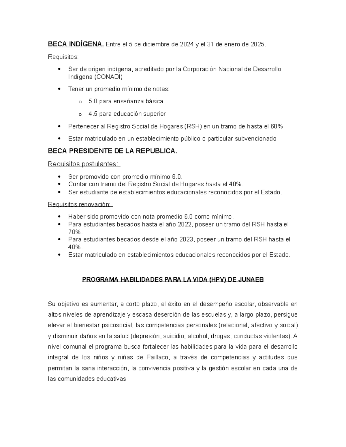 BECA Indígena - Preparacion - BECA INDÍGENA. Entre el 5 de diciembre de 2024 y el 31 de enero de ...