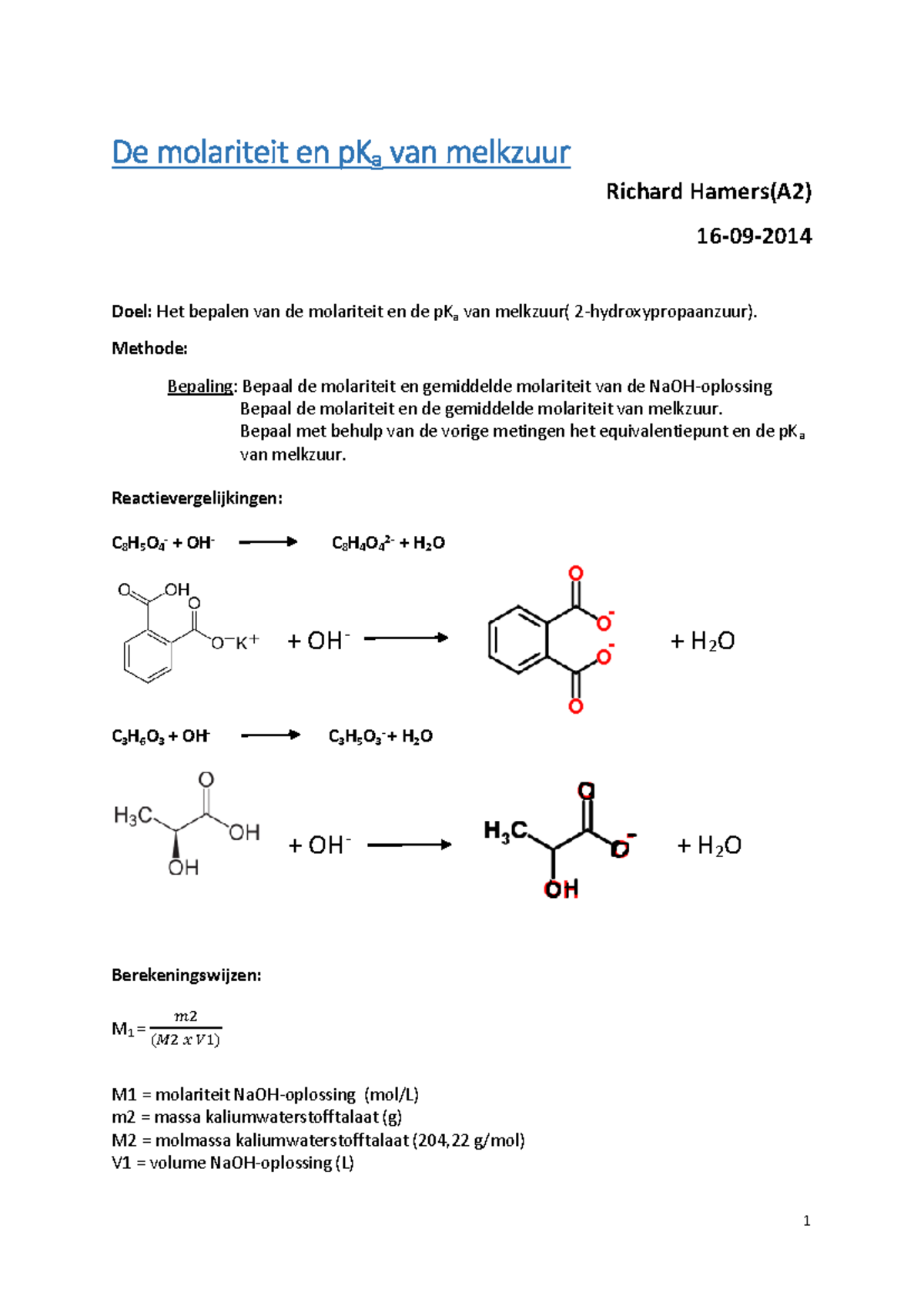 Molaritet Wz1 Rekenen Met Concentraties | PPT