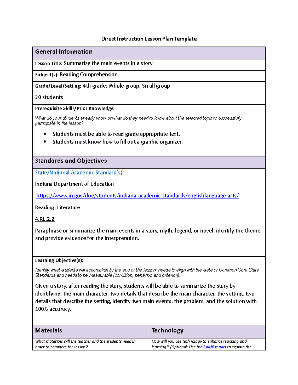 Elementary Reading Methods and Interventions C 909 - Direct Instruction ...