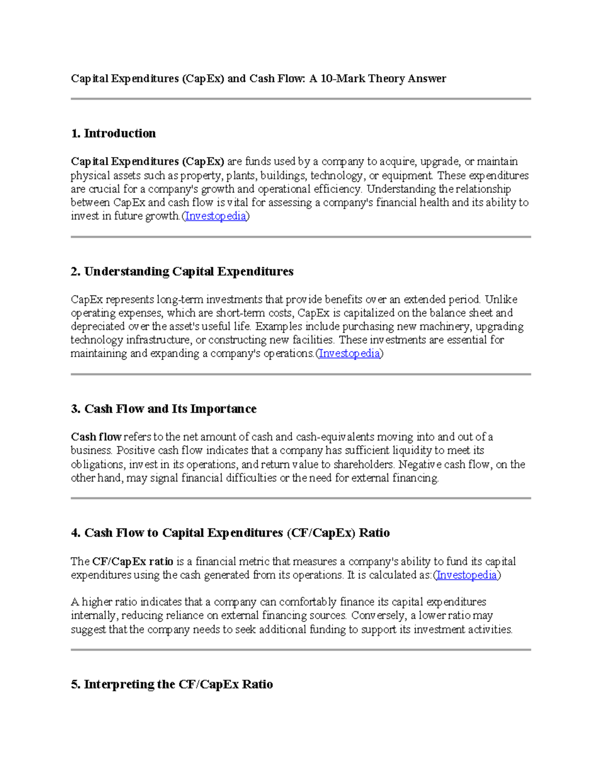 Capital Expenditures (CapEx) and Cash Flow: Key Insights and Analysis ...