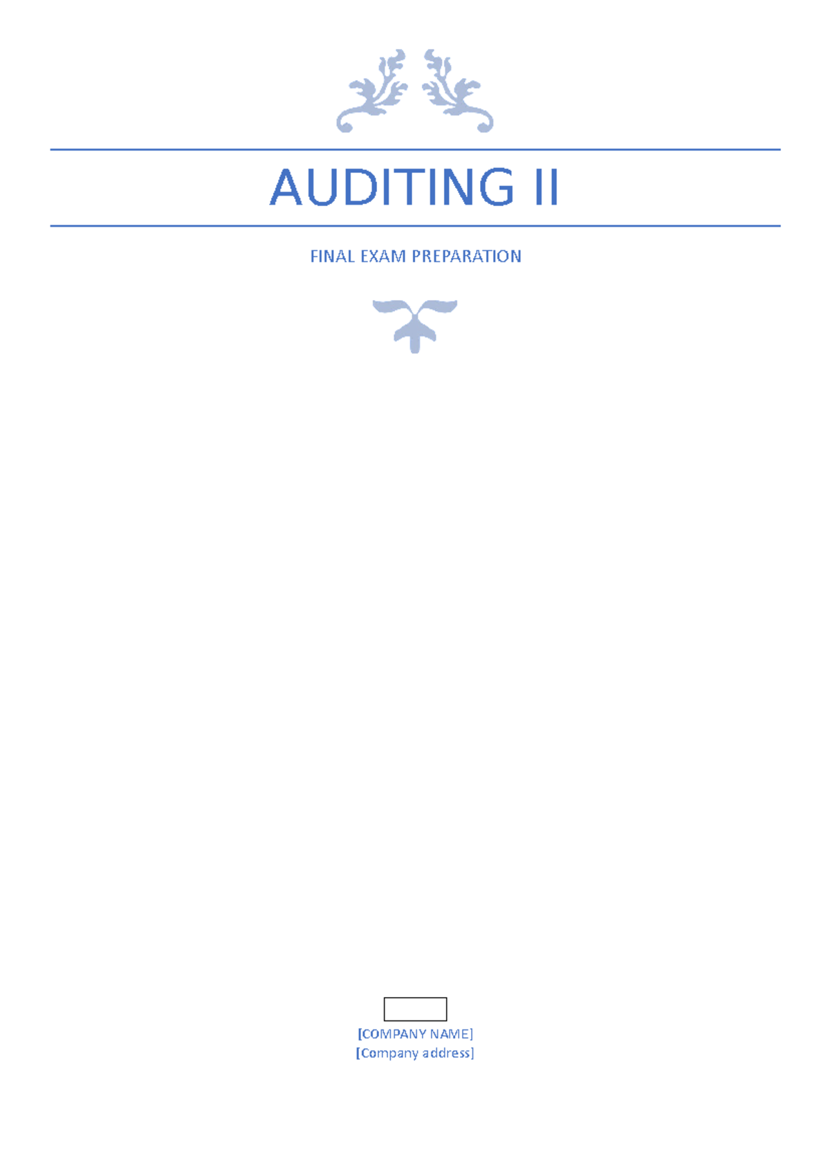 Auditing II Final Exam Summary: Key Concepts & Principles - Studocu