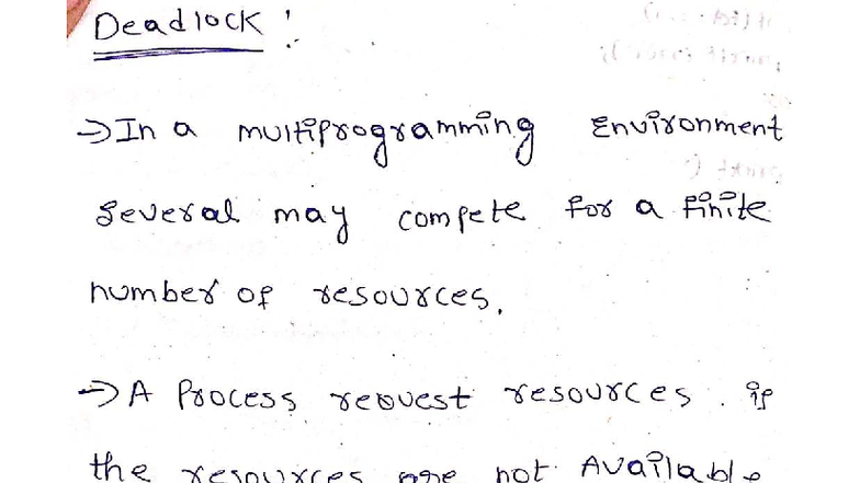 Deadlock in Multiprogramming Environments: Causes and Solutions - Studocu