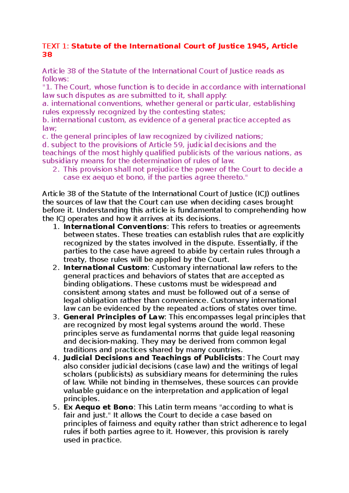 Understanding Article 38 of the ICJ Statute: Sources of International ...