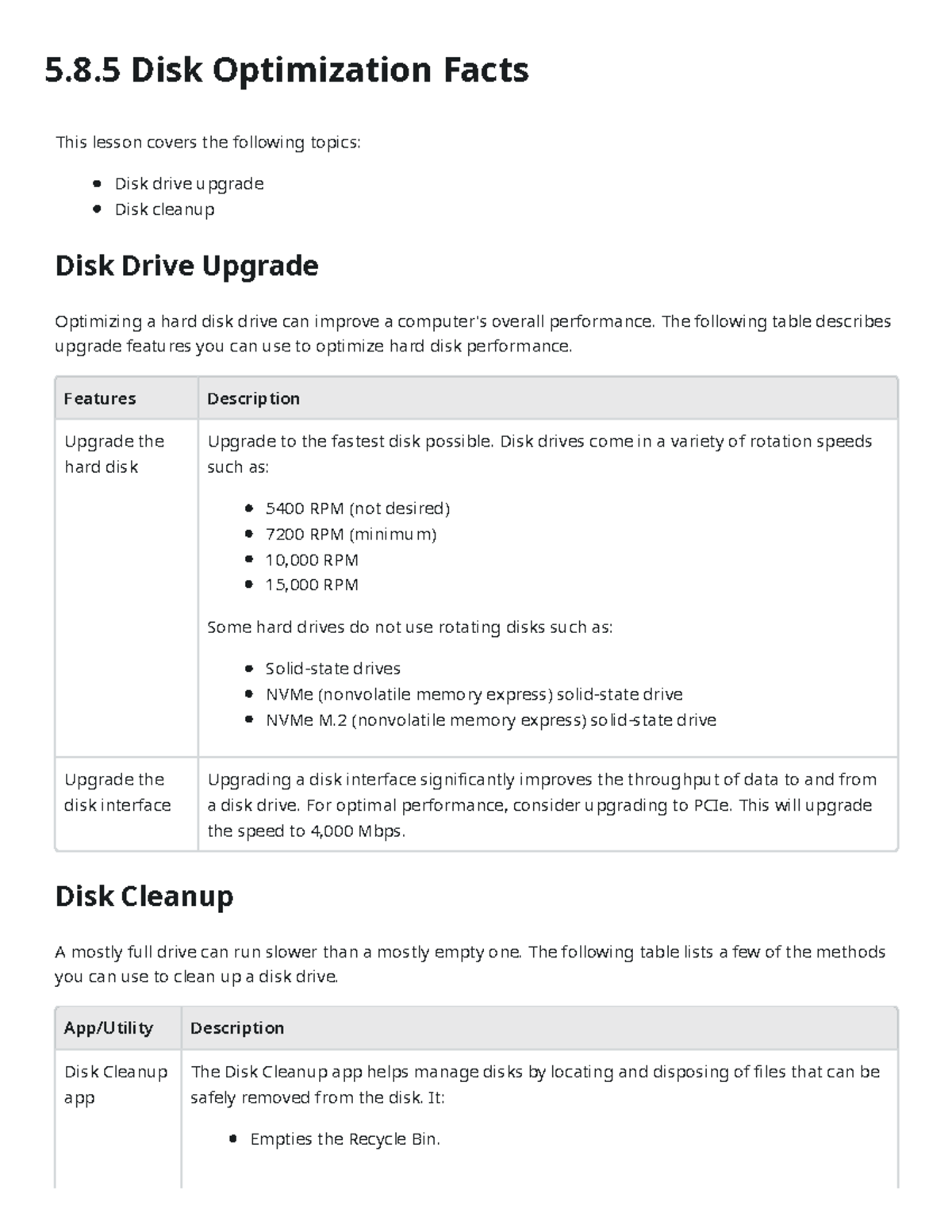 CompTIA 5.8.5 Disk Optimization Techniques and Tools - 5.8 Disk ...