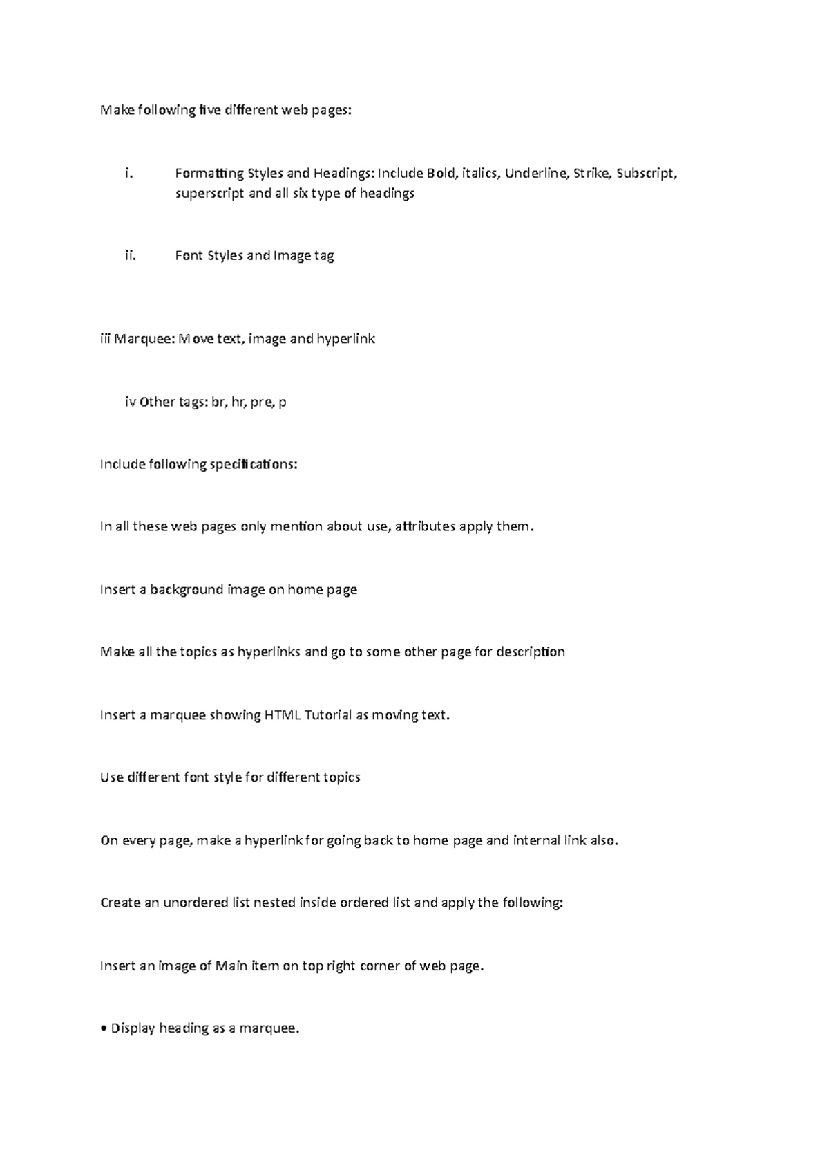 Web Design Project: HTML Elements and Formatting Guidelines - Studocu