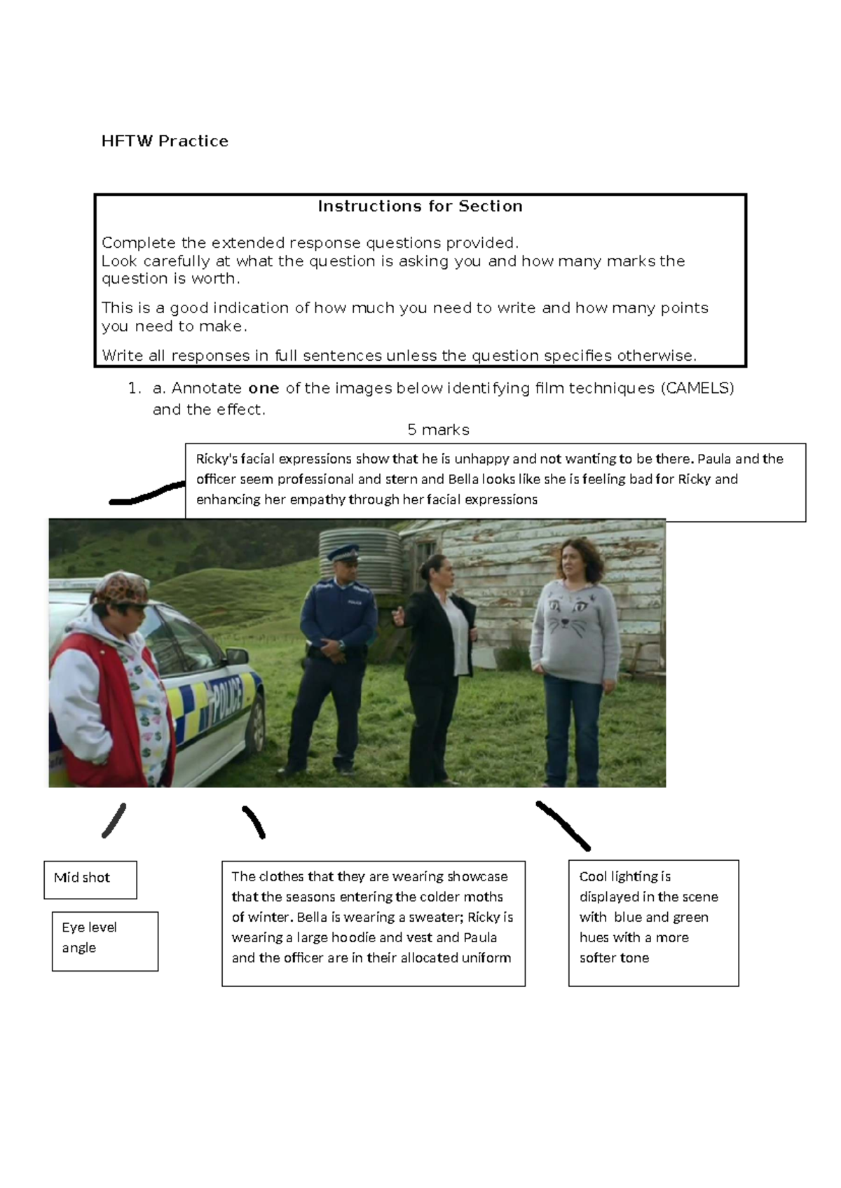 HFTW Extended Response Practice Instructions for Section - Studocu