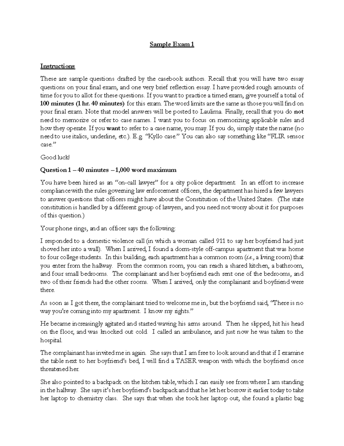 Sample Exam 1 - Practice Essay Questions for Legal Studies - Studocu
