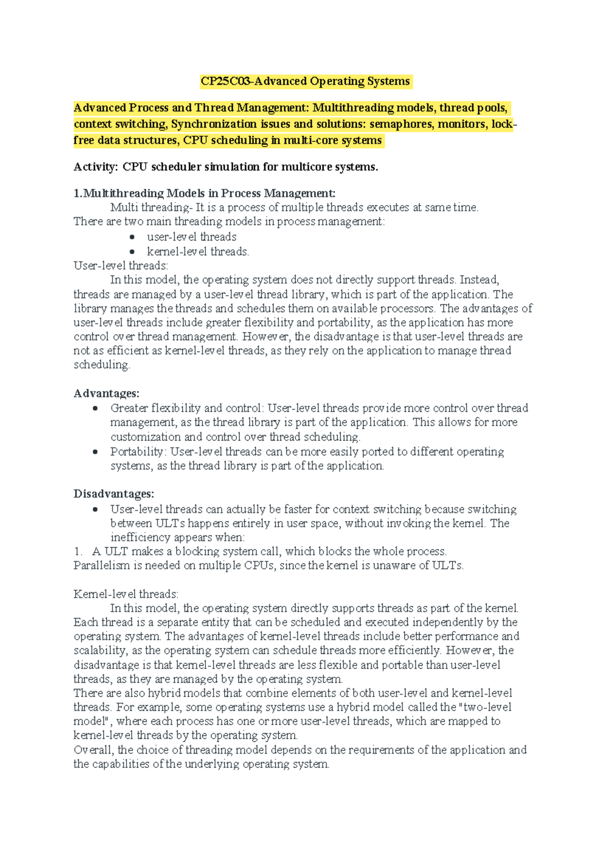 CP25C03-AOS: Advanced Process & Thread Management in Operating Systems ...