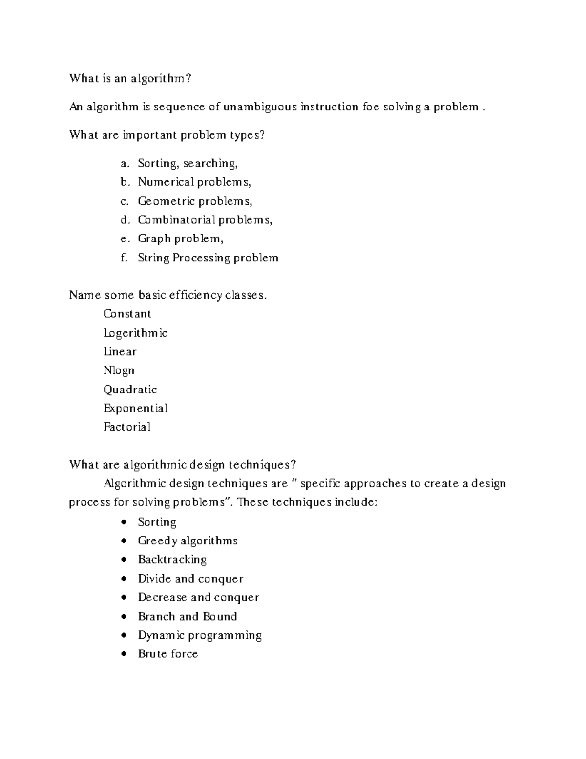 Viva Questions on Algorithms - BCA - Studocu