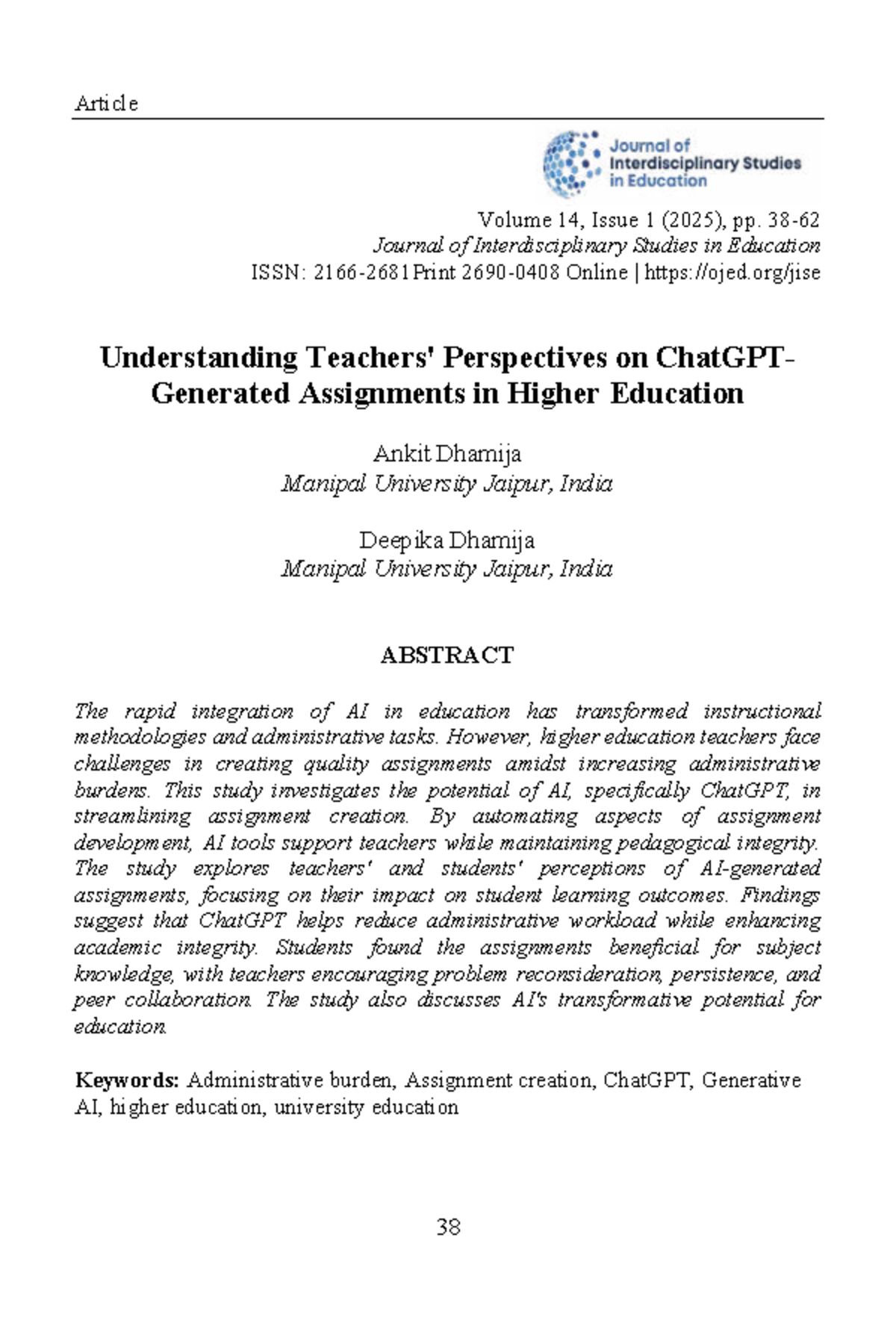Exploring ChatGPT's Role in Assignment Creation: Insights from Higher ...