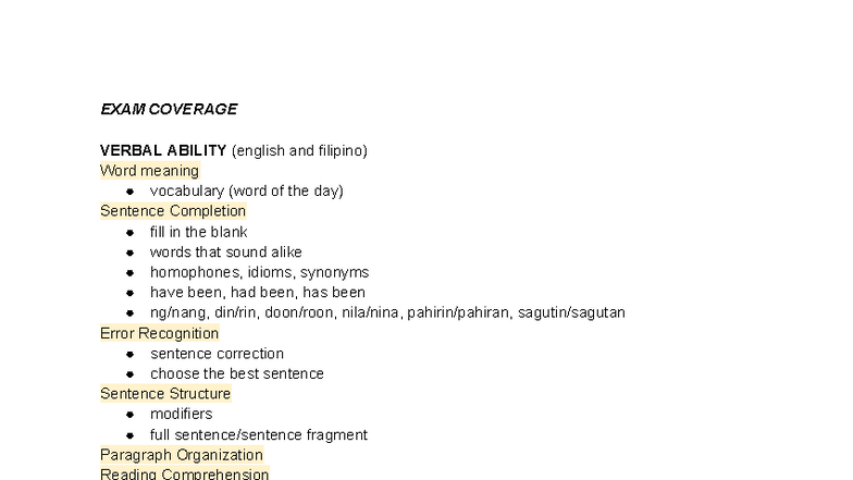 CSE 2025 Exam Coverage - Verbal, Numerical & Analytical Skills - Studocu