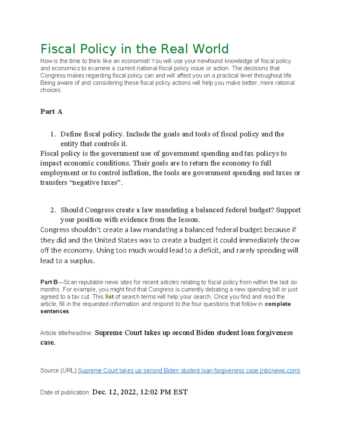 Fiscal Policy Analysis: Midterm Q&A on Current Issues in ECON 101 - Studocu