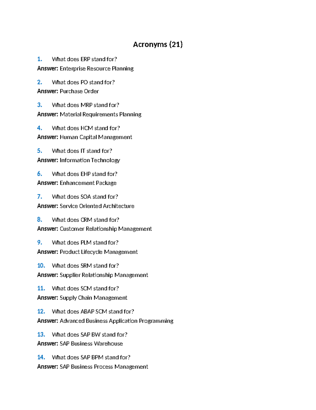 ERP Questions - Lecture Notes - Practical (Course Code: ERP) - Studocu