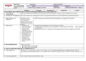 MATATAG DLL WEEK 3 EPP ICT G4: Word Processing Skills and Standards ...