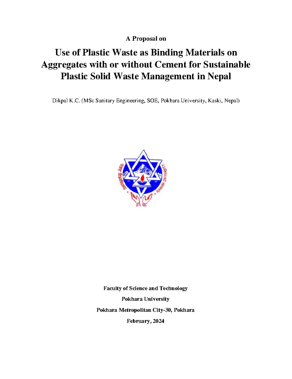 Master Thesis Proposal: Plastic Waste as Binding Material in Nepal ...