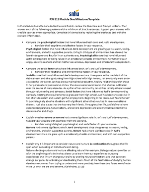 PSY 211 Module Five Milestone - Complete this template by replacing the ...
