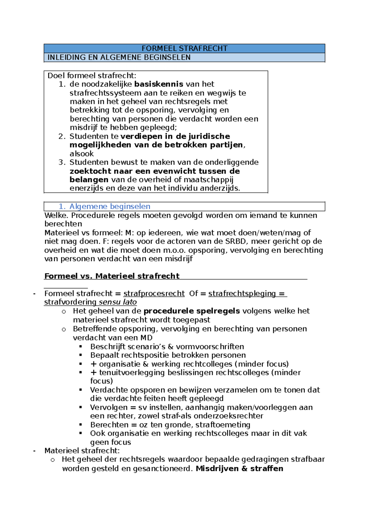 Formeel Strafrecht: Inleiding en Algemene Beginselen (FSR 2023) - Studocu