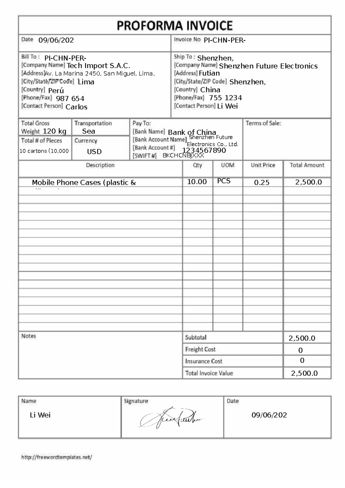 Doc2 factura - te piden para adunas en la T1 - 09/06/ 5 PI-CHN-PER- 001 ...