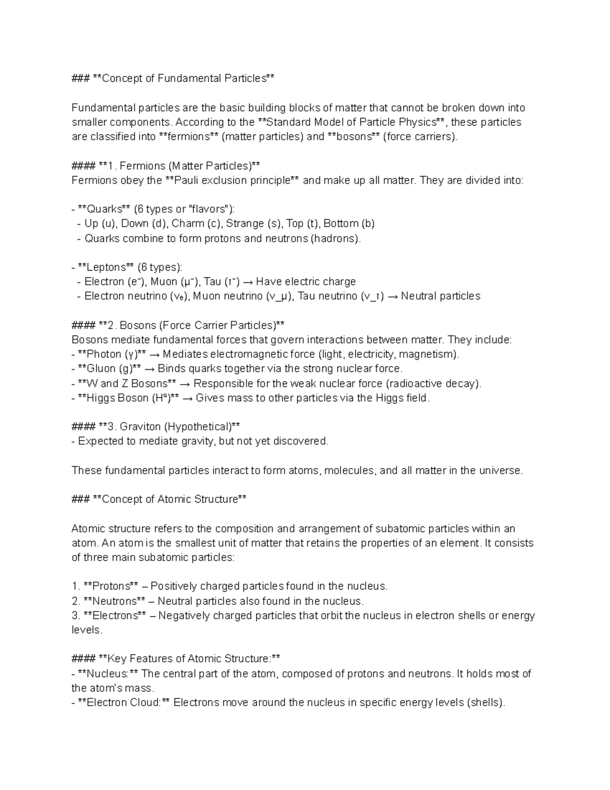 Fundamental particles and atomic structure: A comprehensive overview - Studocu