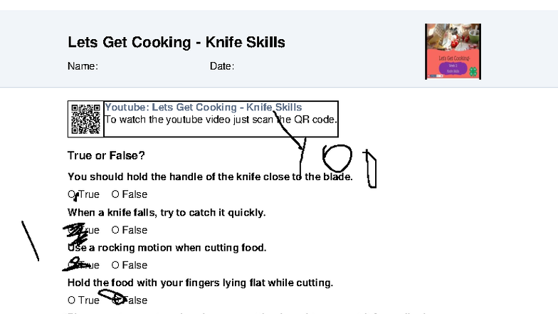 Knife Skills Worksheet: True or False Quiz & Tips - Studocu