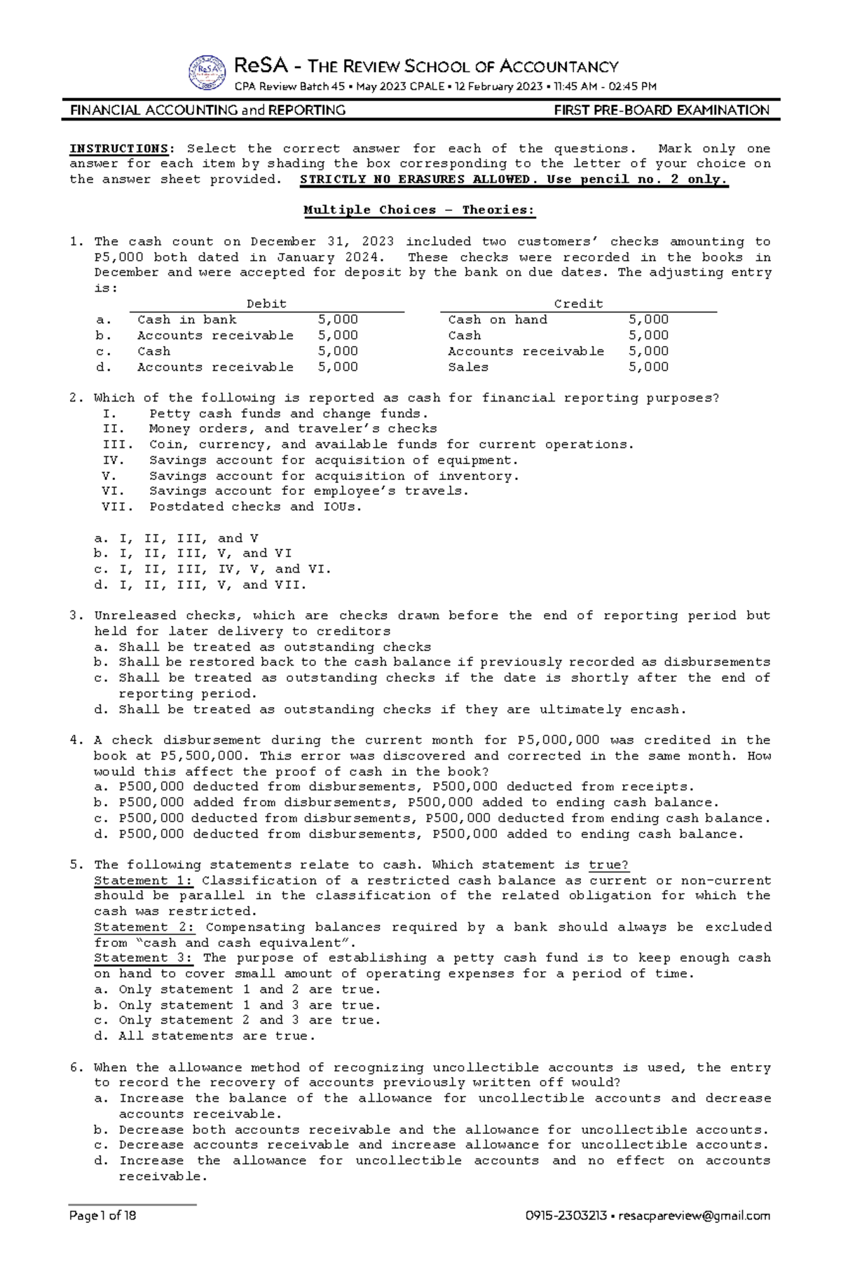 Resa preboard week - ReSA - THE REVIEW SCHOOL OF ACCOUNTANCY CPA Review ...
